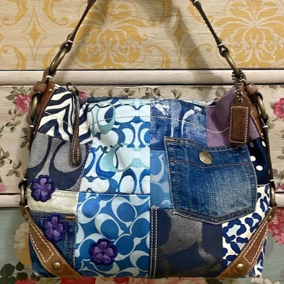 Coach | Bags | Authenticated Vintage Coach Denim Patchwork Shoulder Bag ...